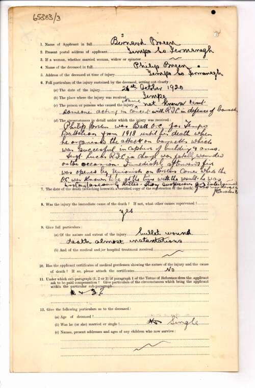 Military Archives | Barrack attack at Tempo, County Fermanagh