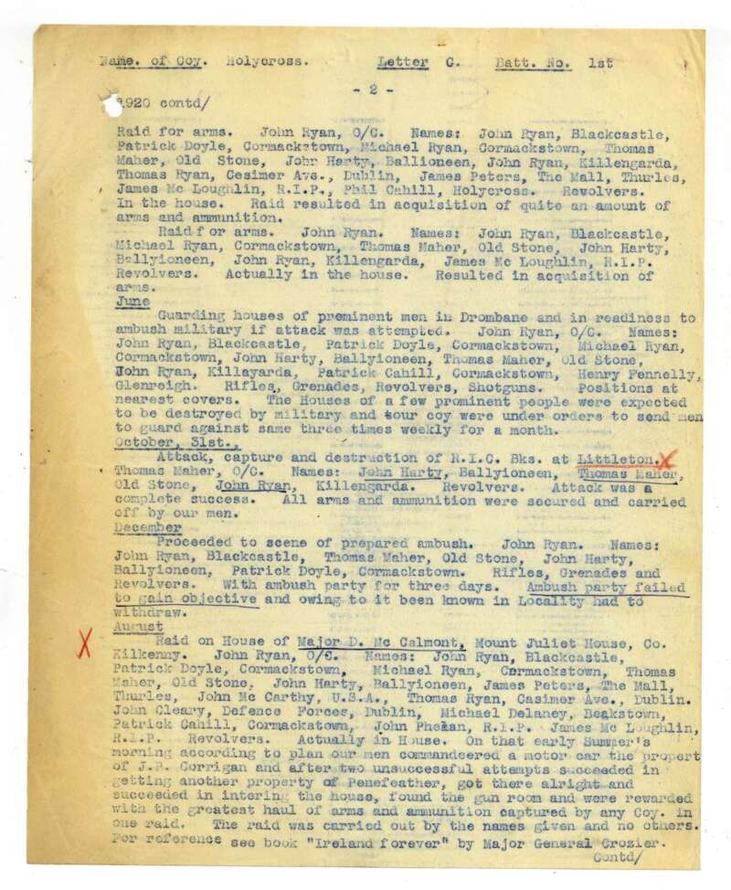 Military Archives | Capture and burning of Litleton Barracks