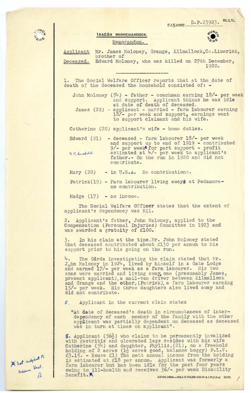 Military Archives | Attack on Cahirguillamore House