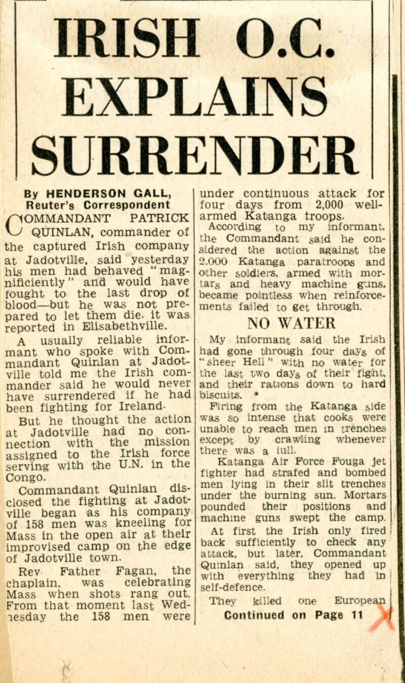 Military Archives | The 60th anniversary of the Battle of Jadotville…