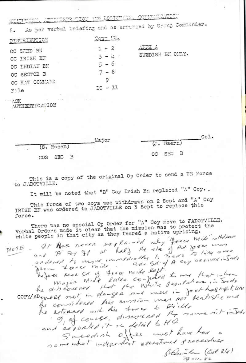 Military Archives | The 60th anniversary of the Battle of Jadotville…