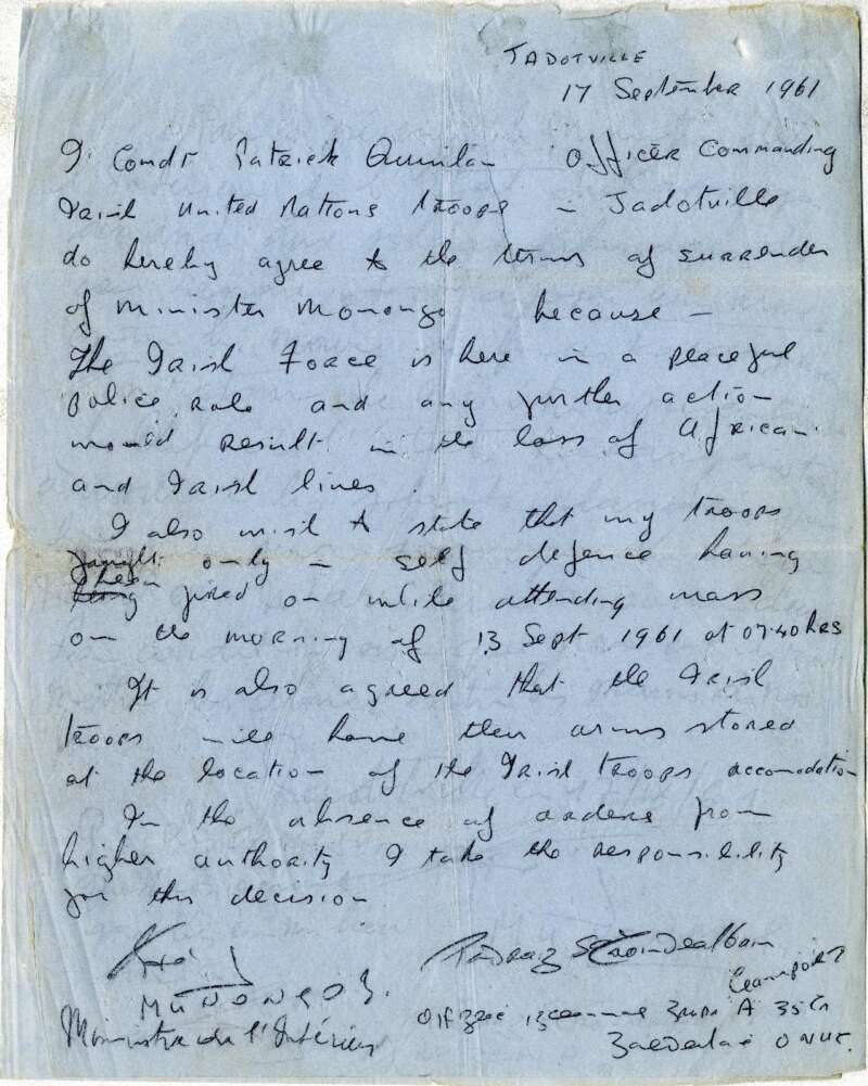 Military Archives | The 60th anniversary of the Battle of Jadotville…